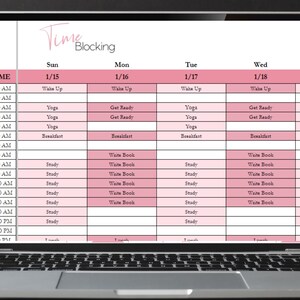 Time Blocking Template Google Sheet, Time Blocking Planner Excel Spreadsheet, Time Block Digital ...