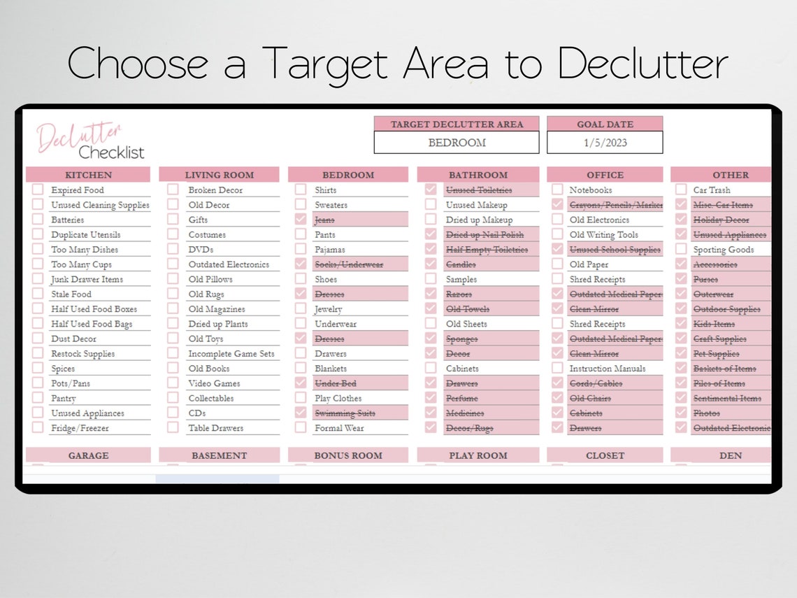 Declutter Checklist Template Declutter Challenge Declutter - Etsy
