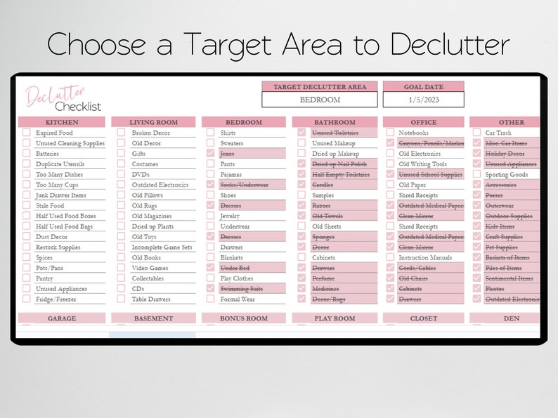 Declutter Checklist Template, Declutter Challenge, Declutter Planner, Minimalist Checklist ...