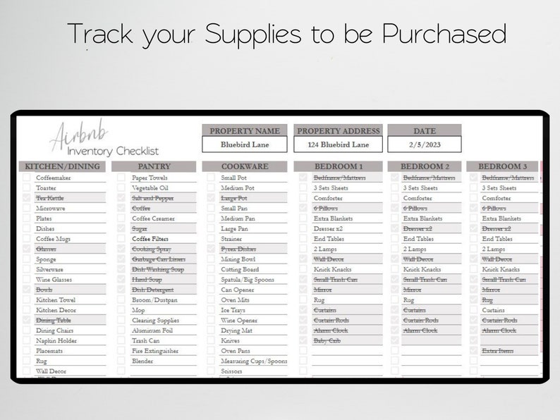 Furniture Inventory Checklist Template Checklist Inventory - Etsy
