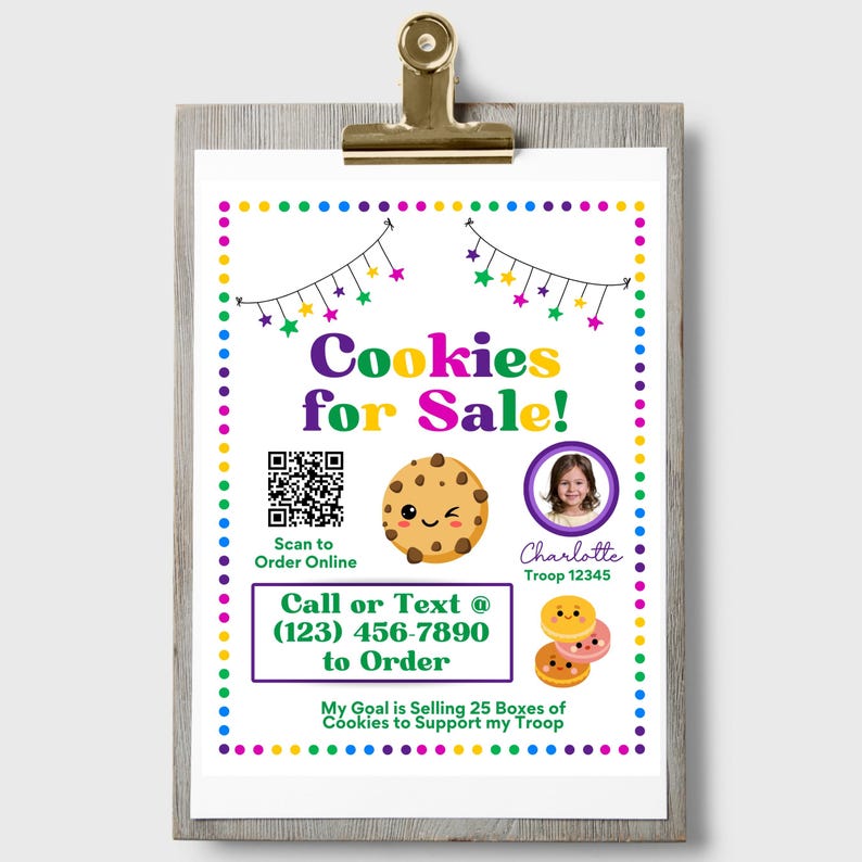 Cookie Template Bundle, Cookie Booth Poster, Girl Troop Thank You ...