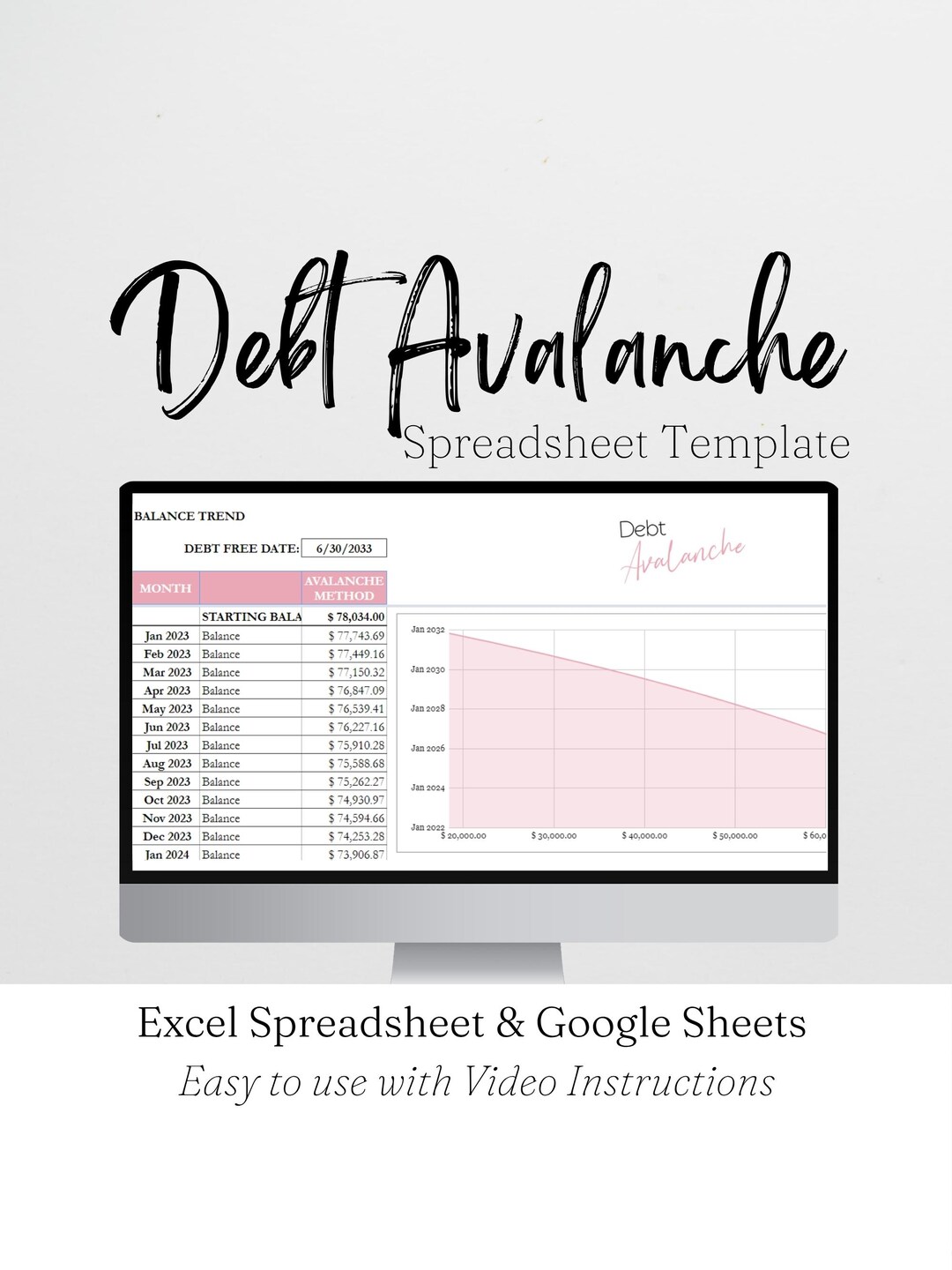 Debt Avalanche Spreadsheet, Debt Avalanche Excel, Debt Spreadsheet ...