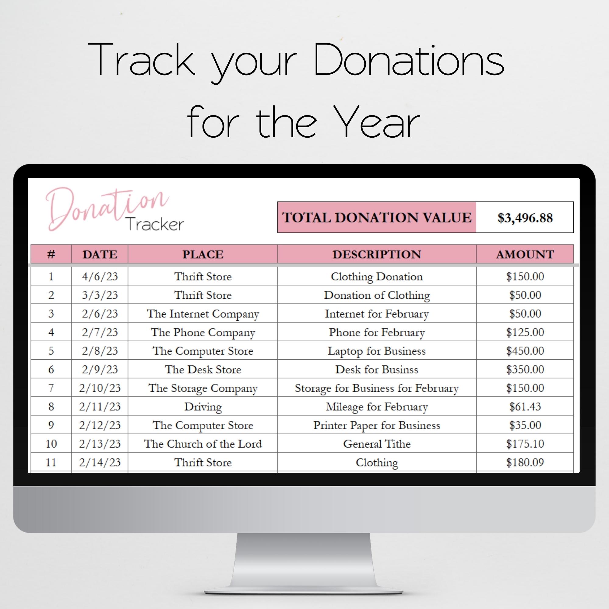 Donation Tracker Excel Spreadsheet, Donation Template Google Sheets ...