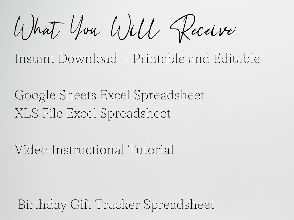 Birthday Tracker Template Excel Spreadsheet Birthday Gift - Etsy