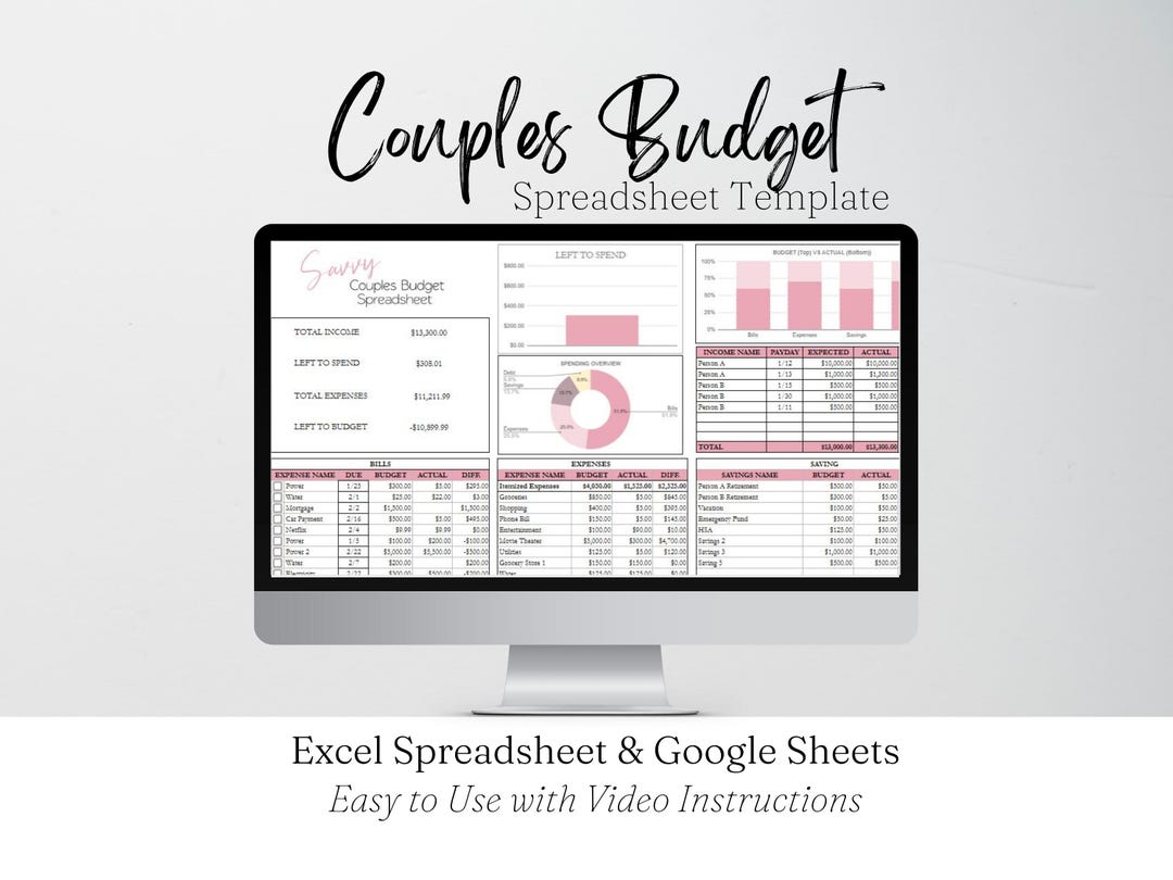 Budget Planner for Couples, Excel Budget Spreadsheet, Budget ...