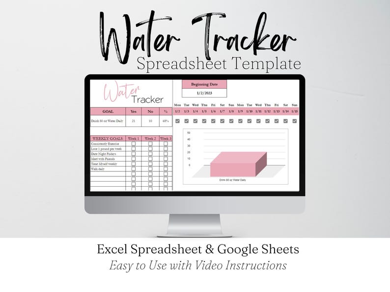 Water Tracker Template Excel Spreadsheet, Water Tracking Google Sheets ...