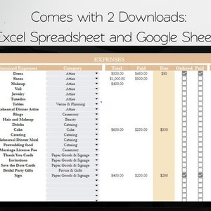Excel Wedding Planner Google Sheets, Wedding Planner Template, Wedding ...