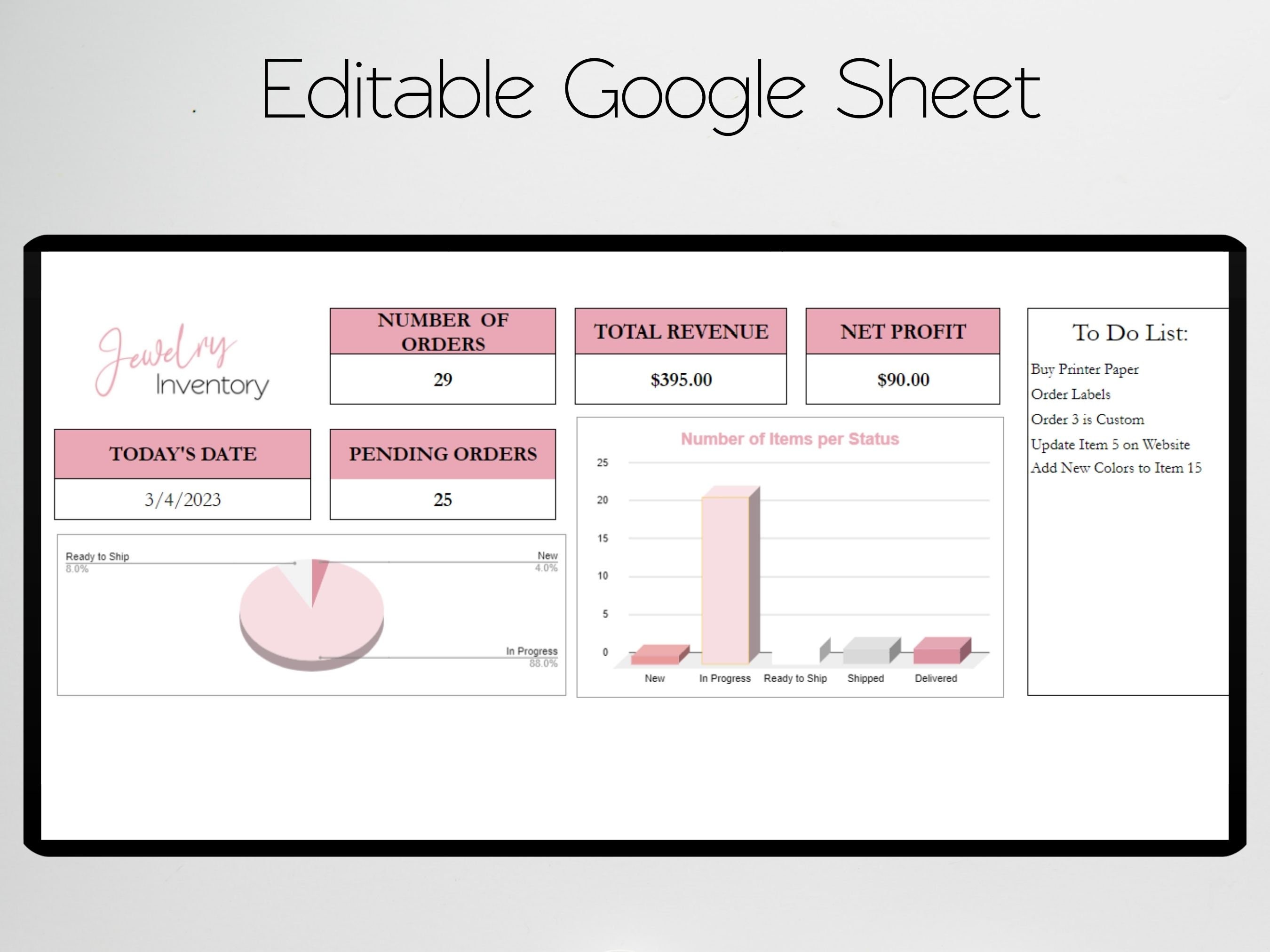 Jewelry Inventory Tracker, Jewelry Making Planner List Excel ...