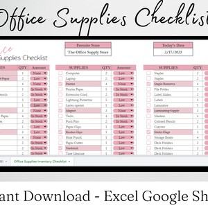 Office Supplies Checklist, Business Office Supplies Checklist Template ...