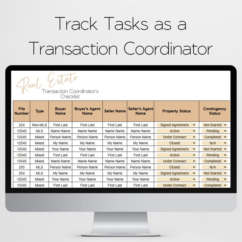 Realtor Transaction Checklist, Real Estate Excel Spreadsheets ...