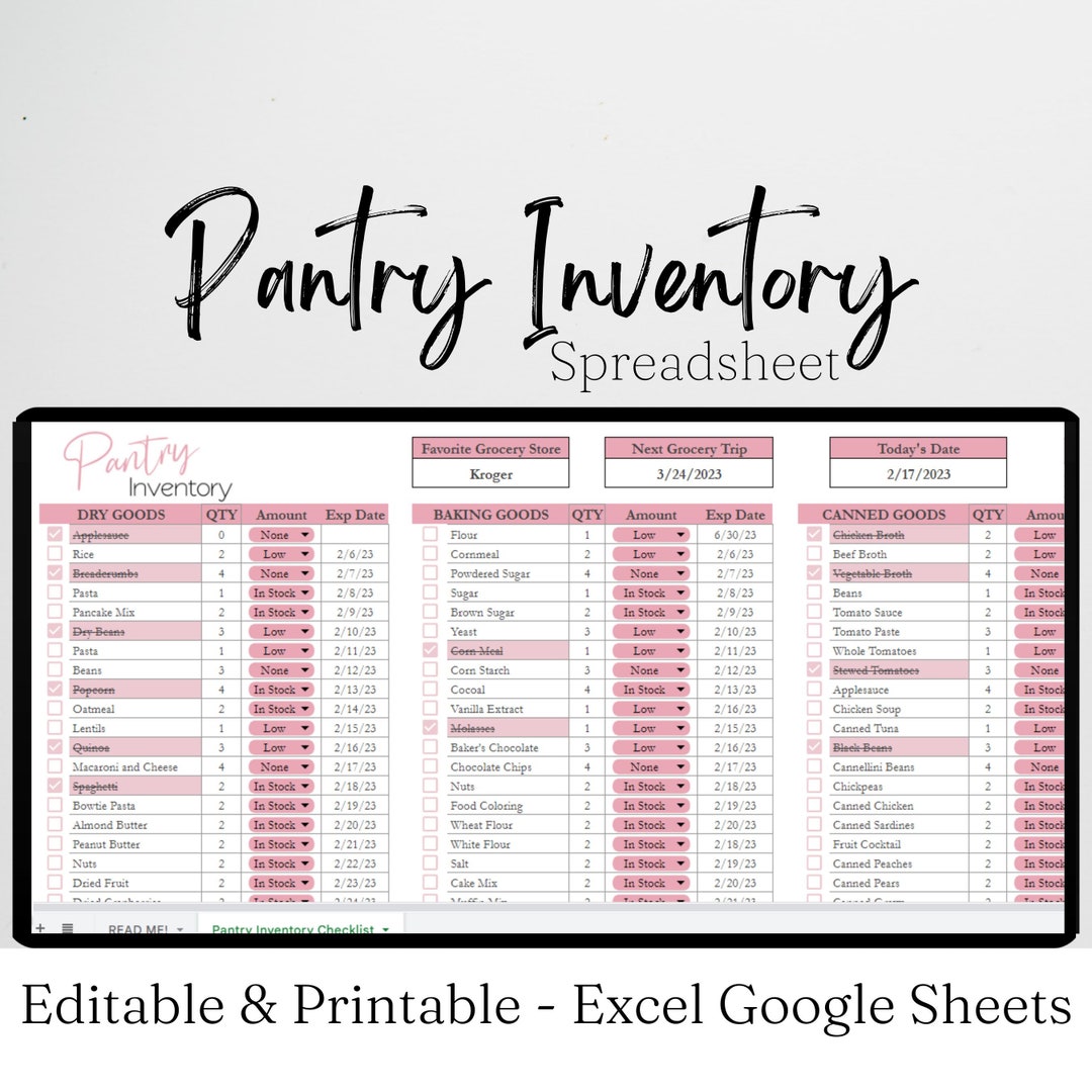 Pantry Inventory Template, Pantry List, Pantry Planner, Food Inventory ...