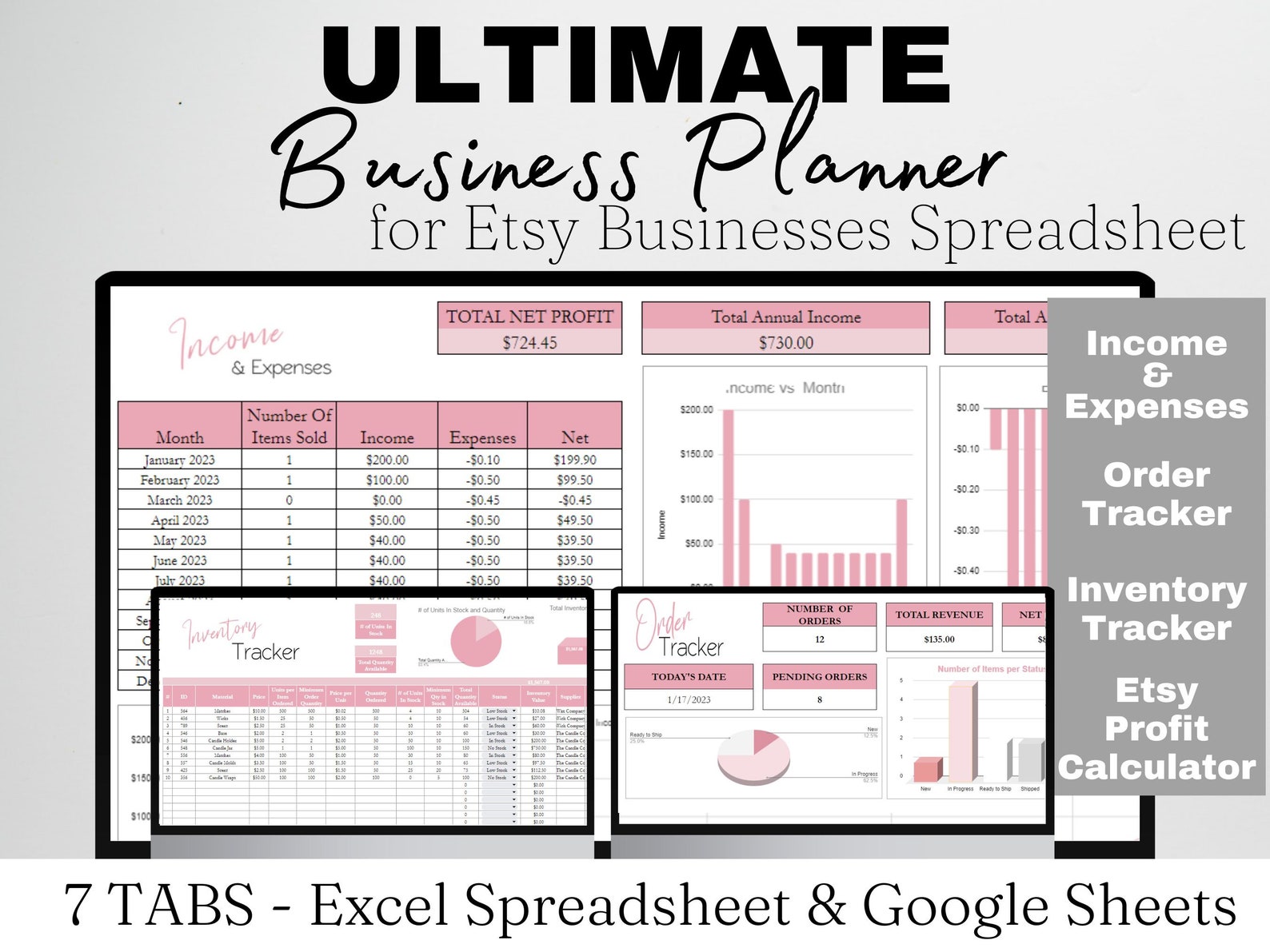 Business Planner Excel, Business Expense Tracker Google Sheets ...