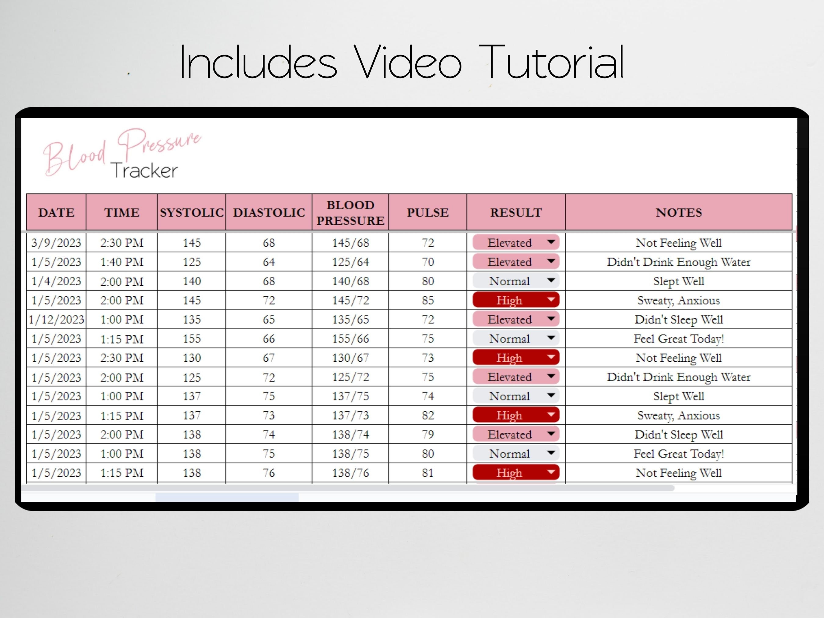 Blood Pressure Tracker Excel Spreadsheet, Blood Pressure Log Google ...