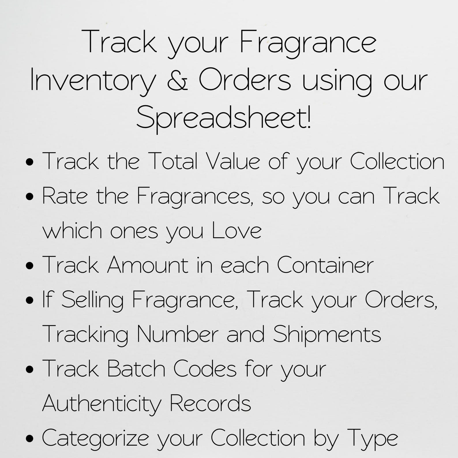 Fragrance Inventory Tracker, Perfume Organizer Google Sheets, Fragrance ...