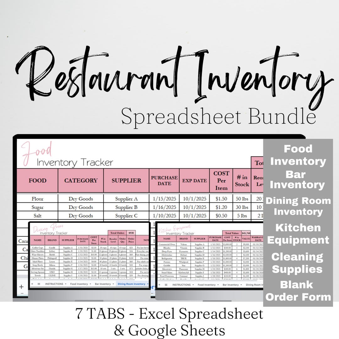 Restaurant Inventory Tracker Template Google Sheets, Bar Inventory ...