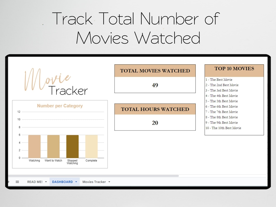 Movie Tracker Excel Spreadsheet Movies Tracking Google - Etsy