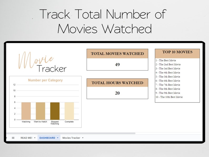 Movie Tracker Excel Spreadsheet Movies Tracking Google - Etsy