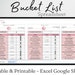 Bucket List Template Excel Spreadsheet Bucket List Journal - Etsy