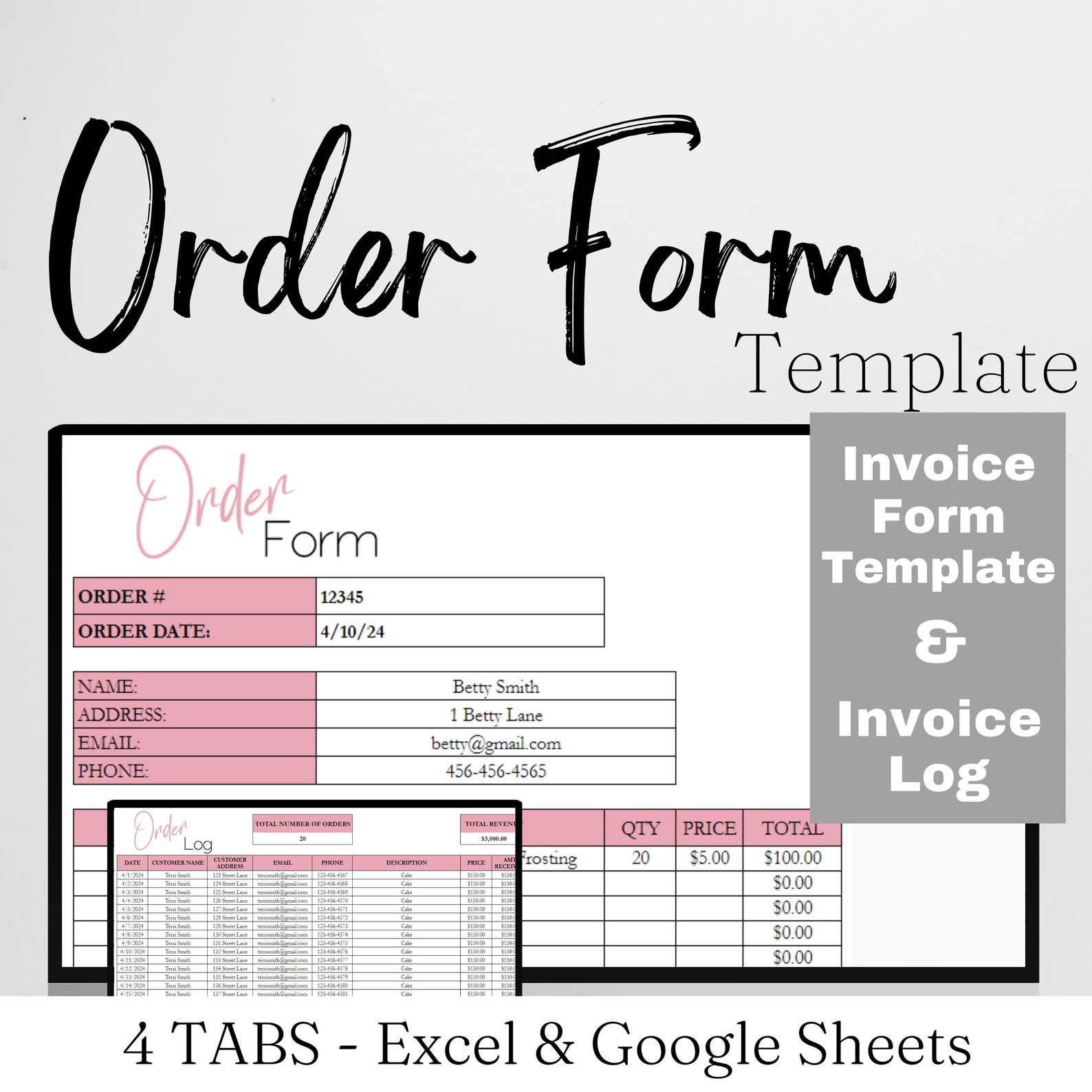 Order Form Template Google Sheets, Order Forms, Order Template, Order ...