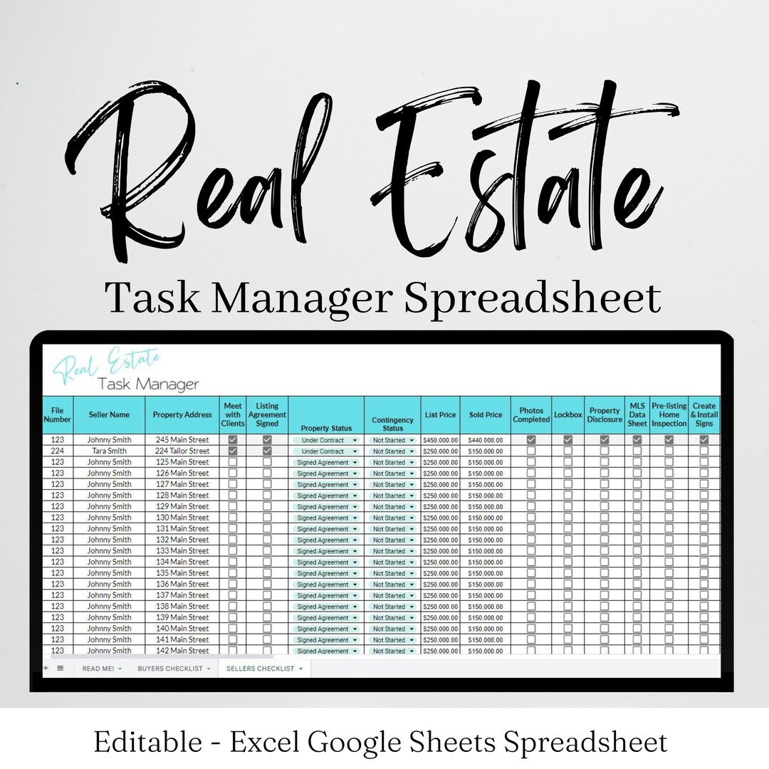 Real Estate Transaction Tracker, Realtor Checklist, Realtor Tracker ...
