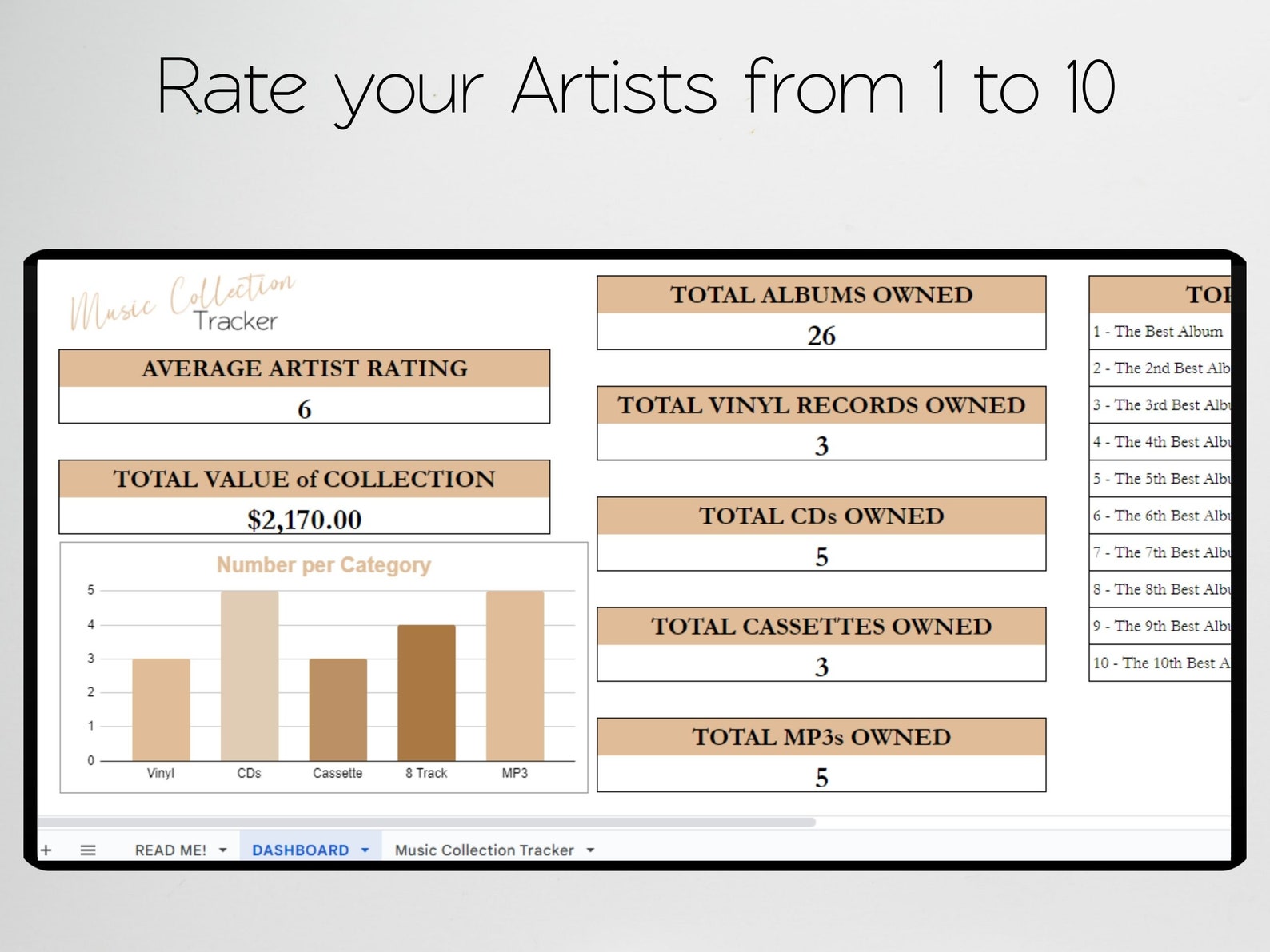 Music Collection Tracker Excel Spreadsheet Music Tracker - Etsy
