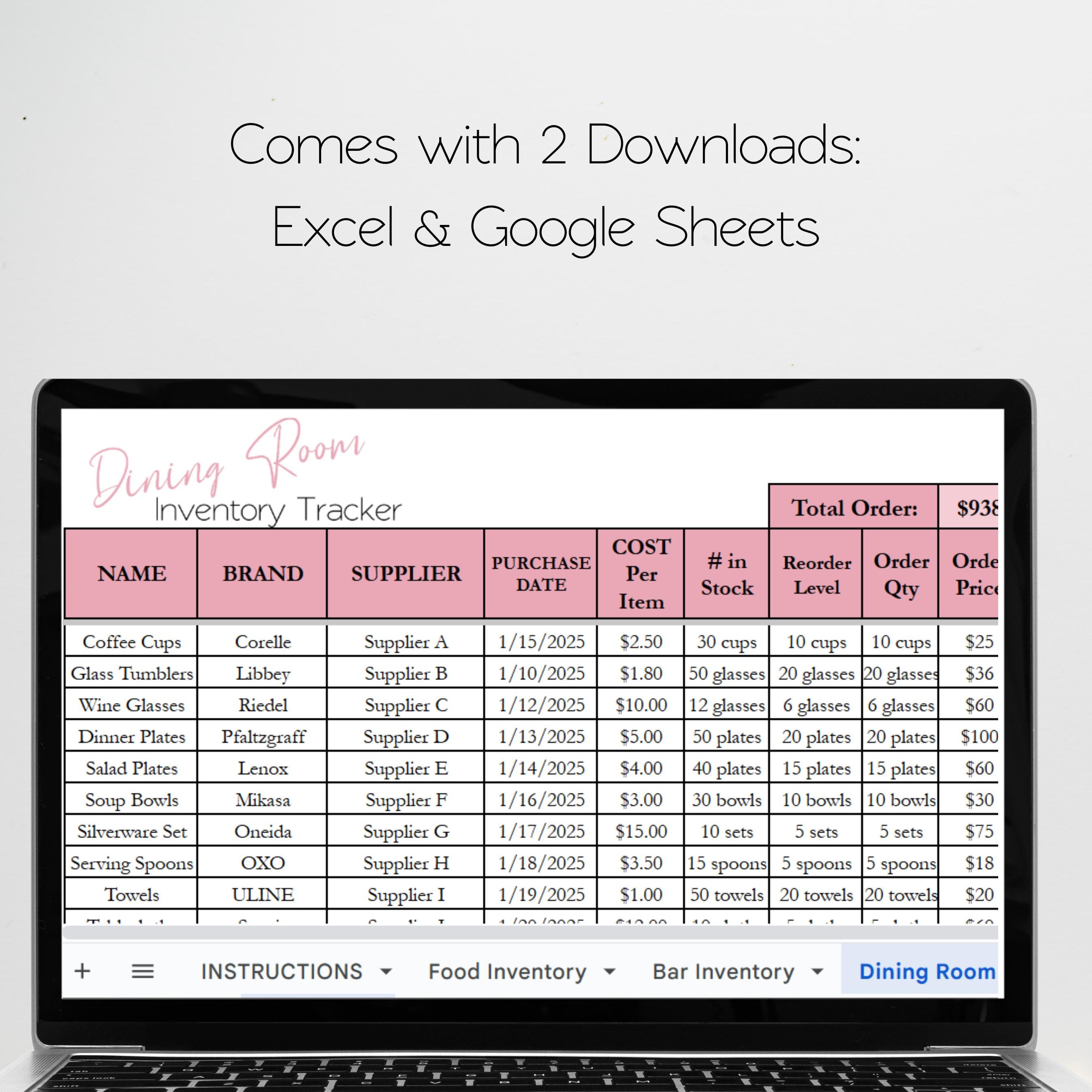 Restaurant Inventory Tracker Template Google Sheets, Bar Inventory ...