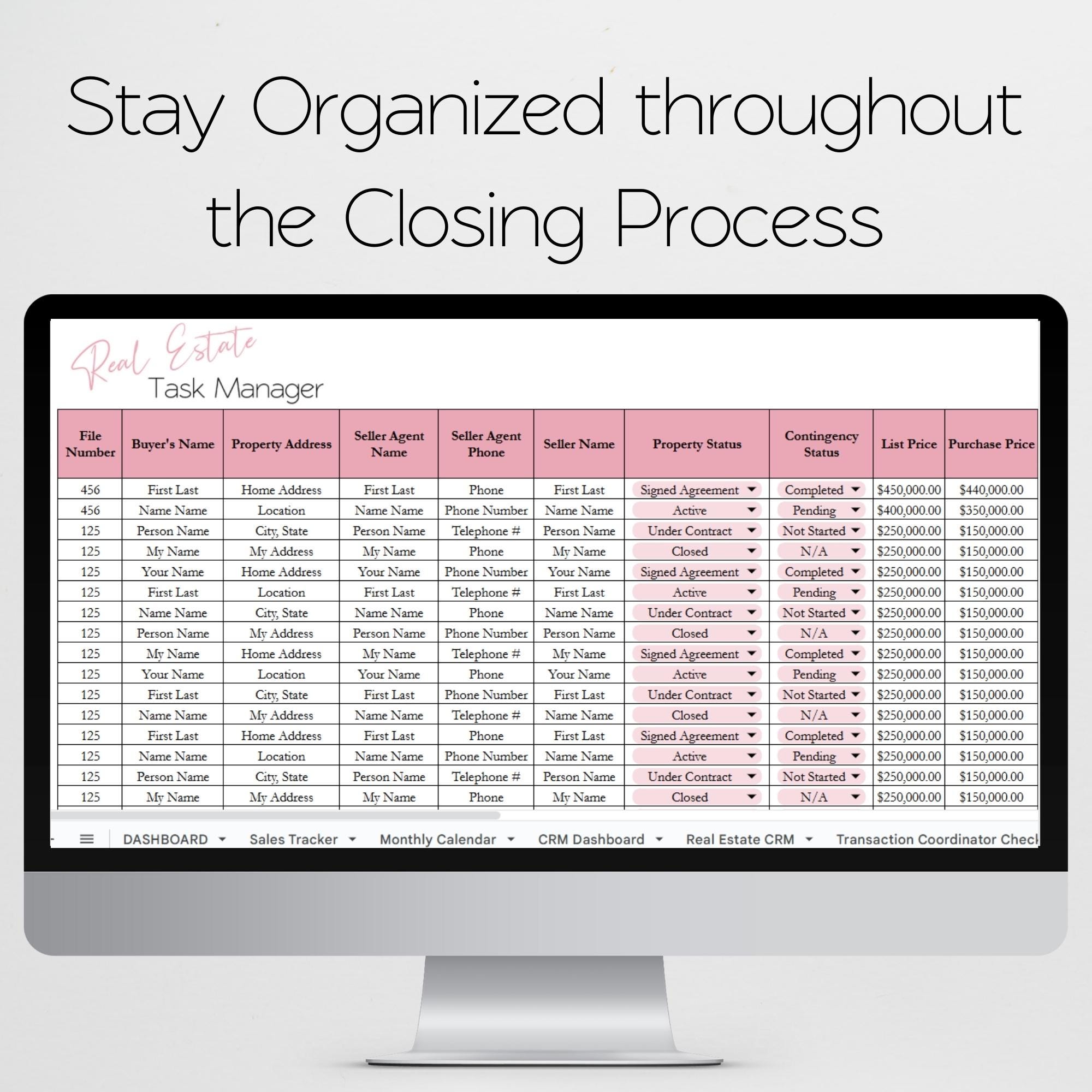 Real Estate Management Template Bundle, Transaction Checklist ...