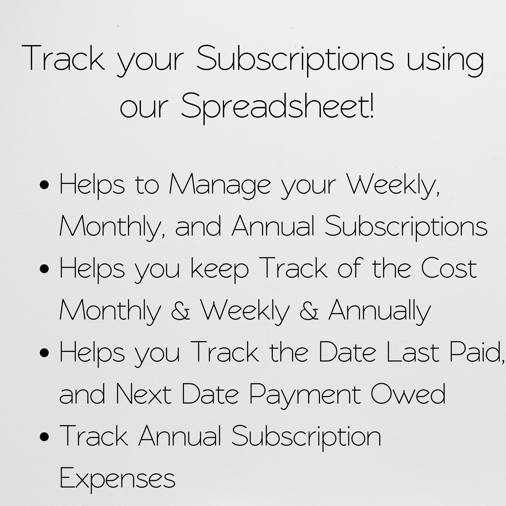 Monthly Subscription Tracker Google Sheets, Monthly Subscription ...