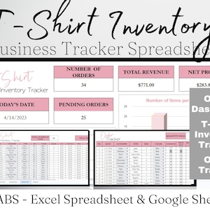 Tshirt Inventory Tracker, Tshirt Inventory Spreadsheet Template, Log ...