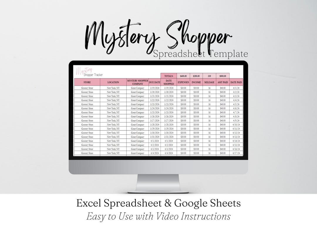 Mystery Shopper Tracker Google Sheet, Secret Shopper Mystery Shopping ...