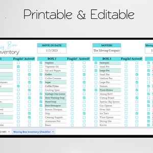 Moving Box Template Google Sheets, Moving Box Contents List, Storage ...