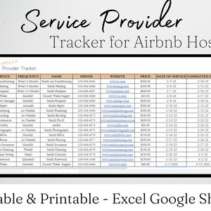 Vendor List, Service Provider Tracker, Rental Property Maintenance ...