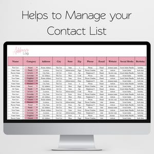 Address Tracker Template Excel Spreadsheet, Address Book, Address Log, Contact Directory, Client ...