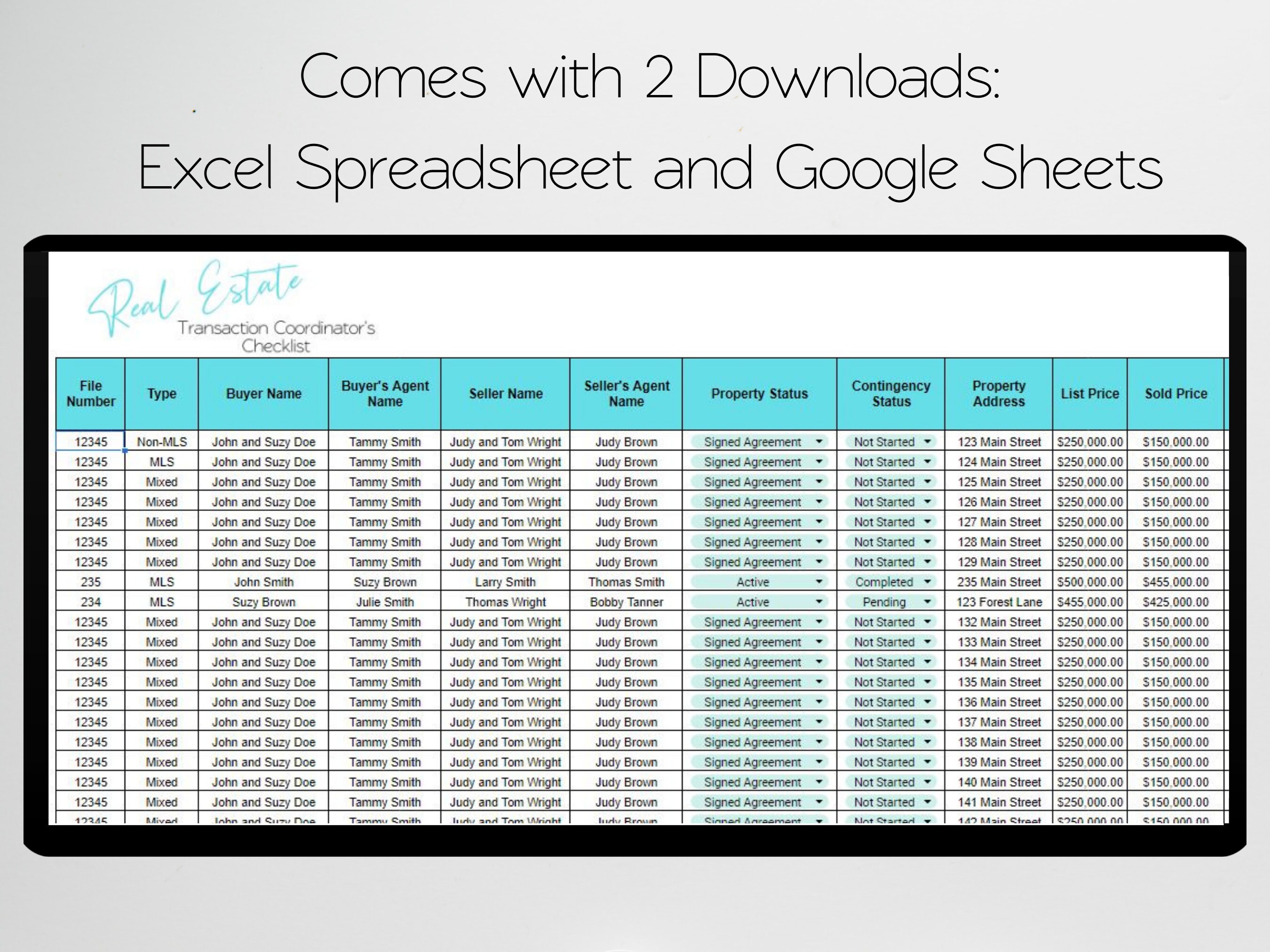 Realtor Transaction Checklist, Real Estate Excel Spreadsheets ...