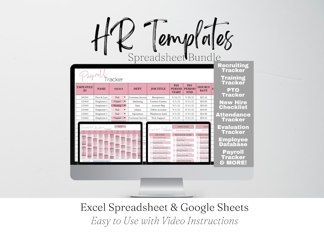 HR Template Bundle Google Sheets, Human Resources Tools Excel ...