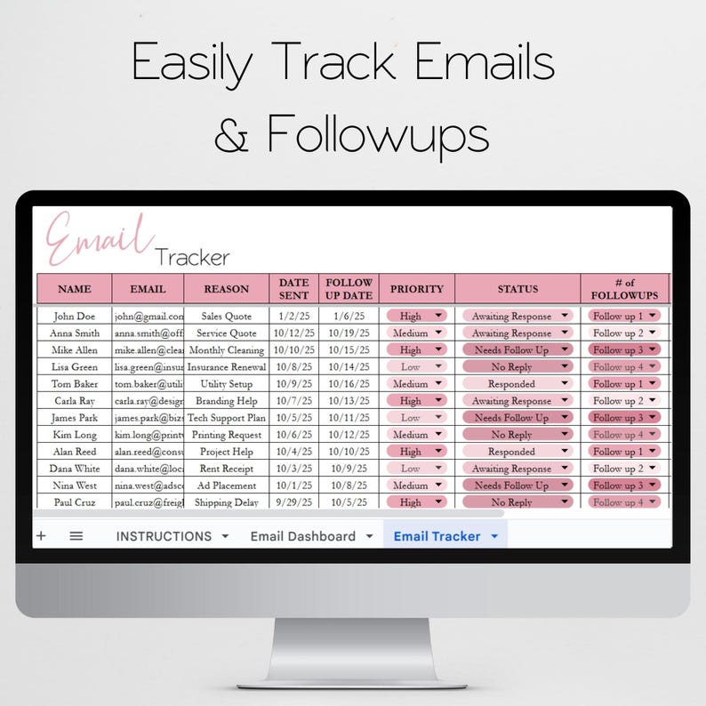 Email Tracker, Client Tracker, Lead Tracker, Work Template, Office ...