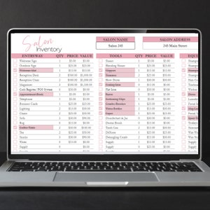Salon Inventory Template, Salon Inventory Tracker Log, Beauty Salon ...