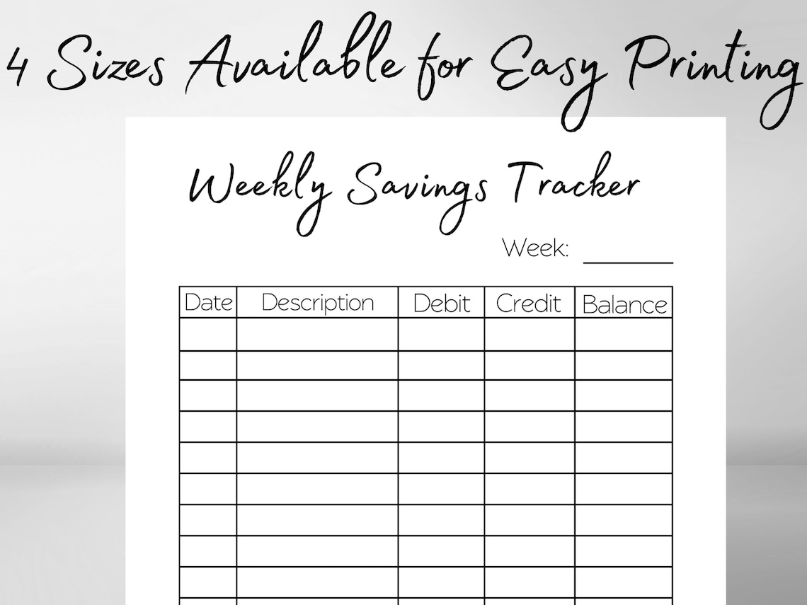 Weekly Savings Challenge Printable Weekly Savings Template - Etsy