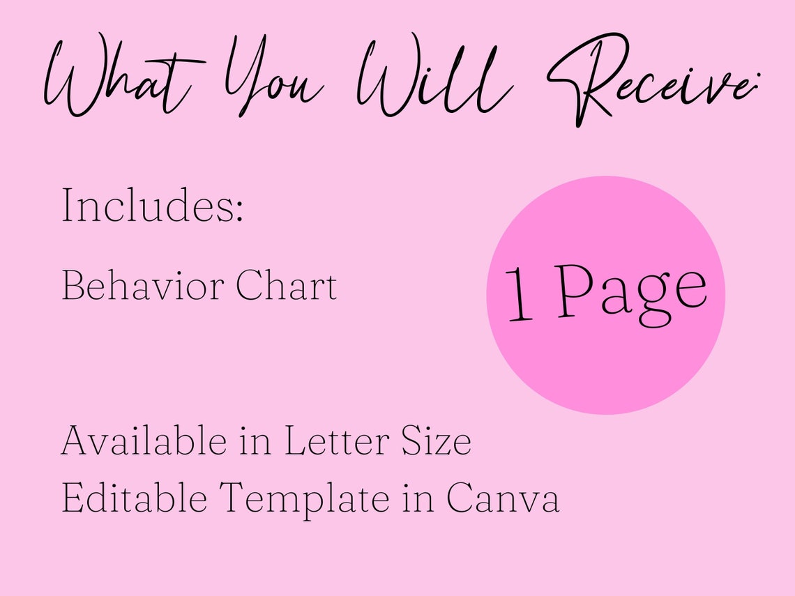 Behavior Chart for Kids Printable Editable in Canva Sticker - Etsy