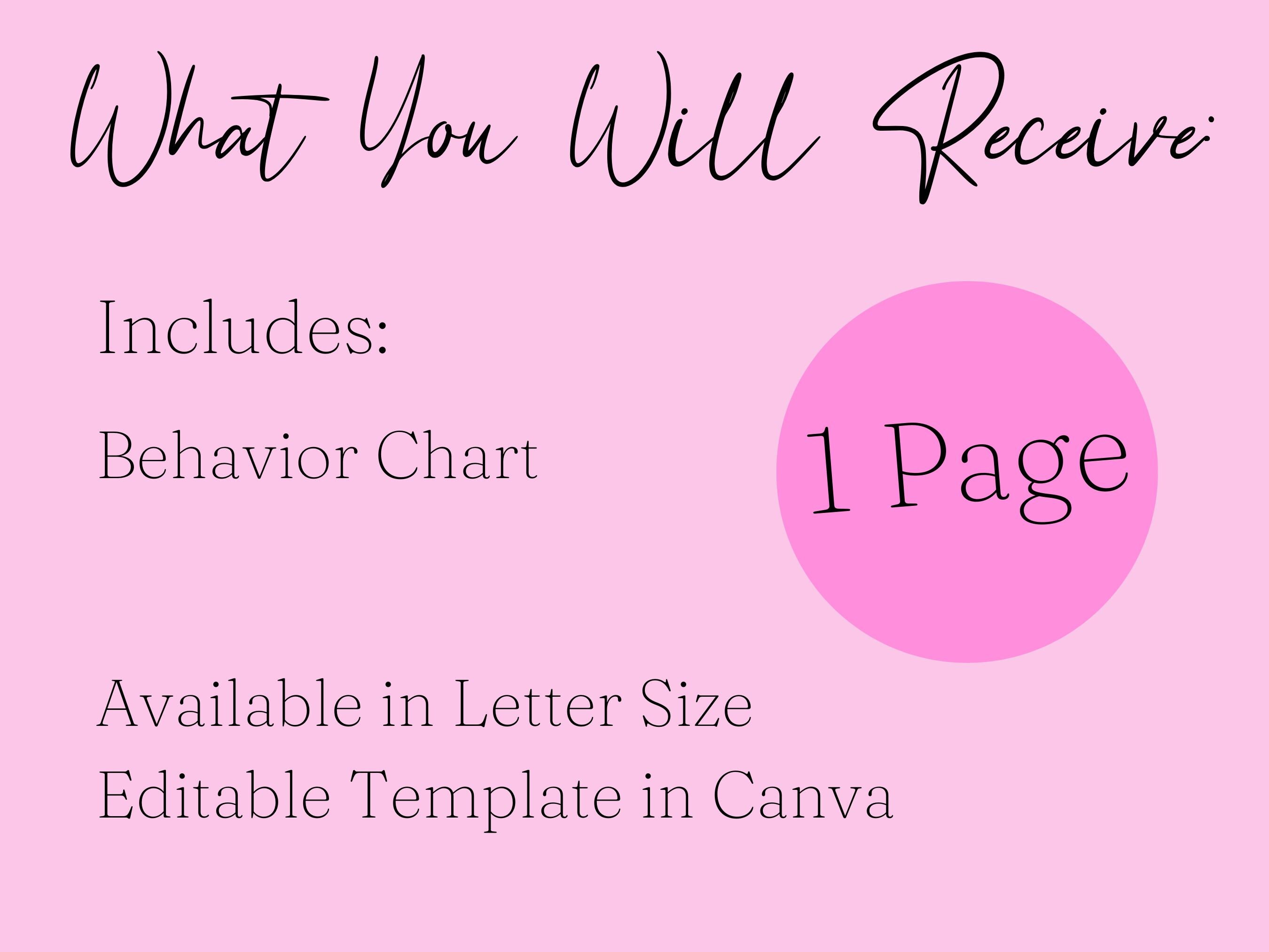 Behavior Chart for Kids Printable, Editable in Canva, Sticker Chart ...