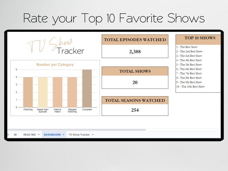 TV Show Tracker Excel Spreadsheet TV Shows Tracking Google - Etsy