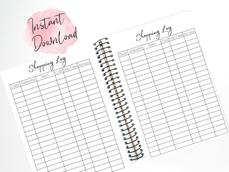 Shopping Log Purchase Tracker Purchase History Shopping - Etsy