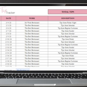 Tip Tracker Excel Spreadsheet, Tips Tracker, Tip Shift Tracker, Server ...