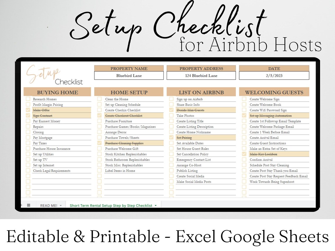 Set up Checklist Template Setup Guide for Short Term Rentals - Etsy