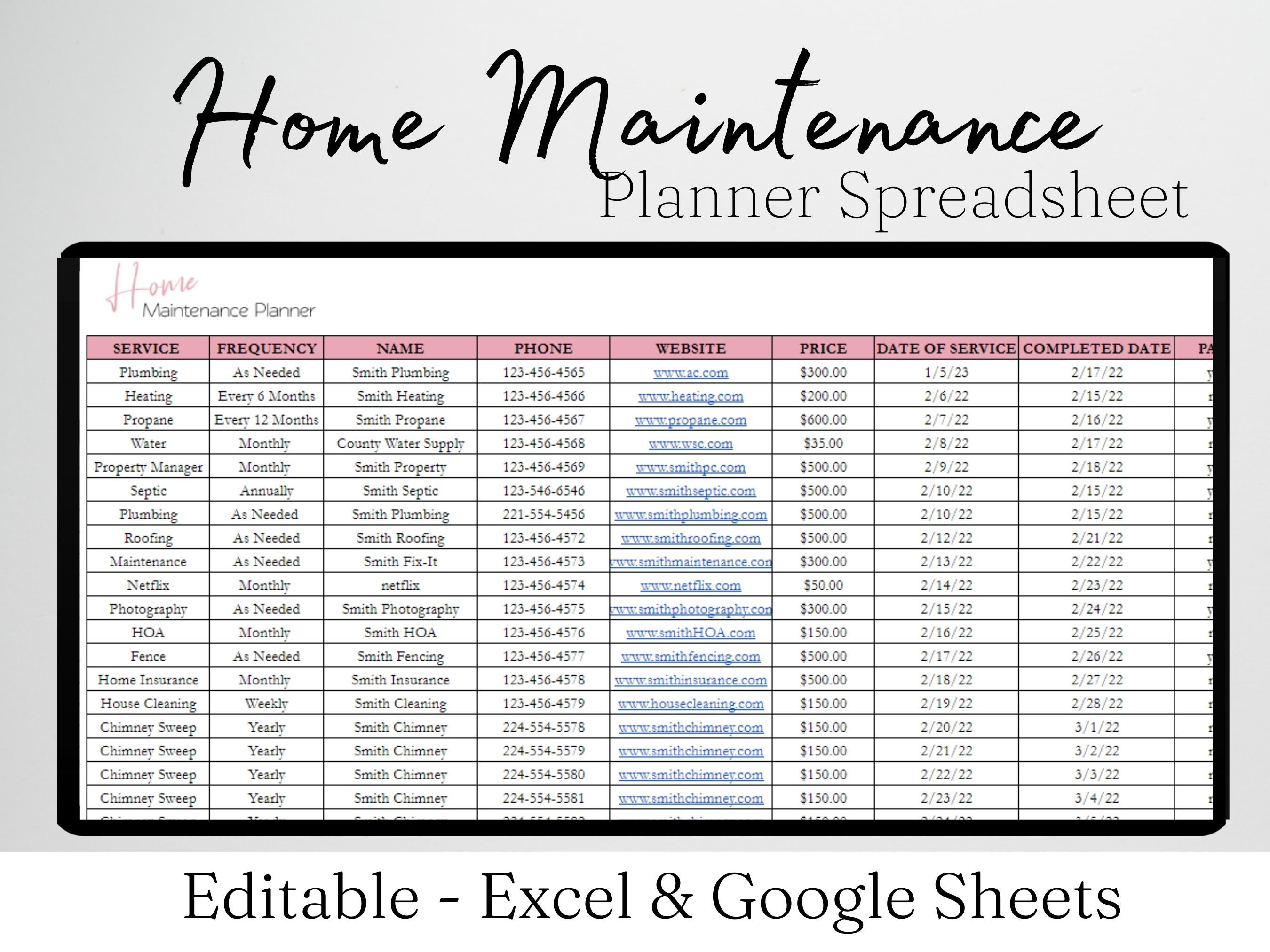 Home Maintenance Planner Home Maintenance Tracker Home - Etsy