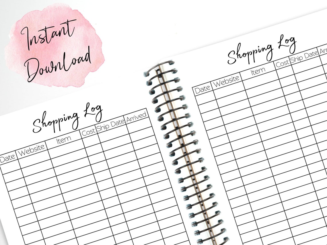 Shopping Log Purchase Tracker Purchase History Shopping - Etsy