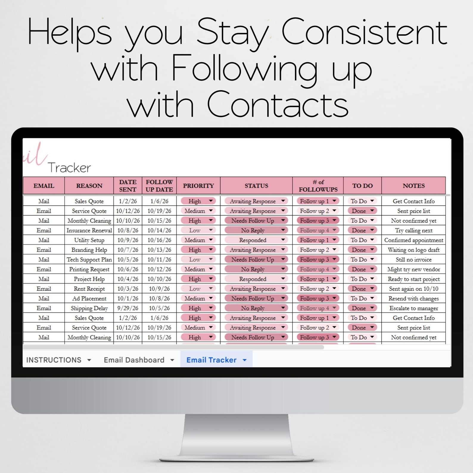 Email Tracker, Client Tracker, Lead Tracker, Work Template, Office ...