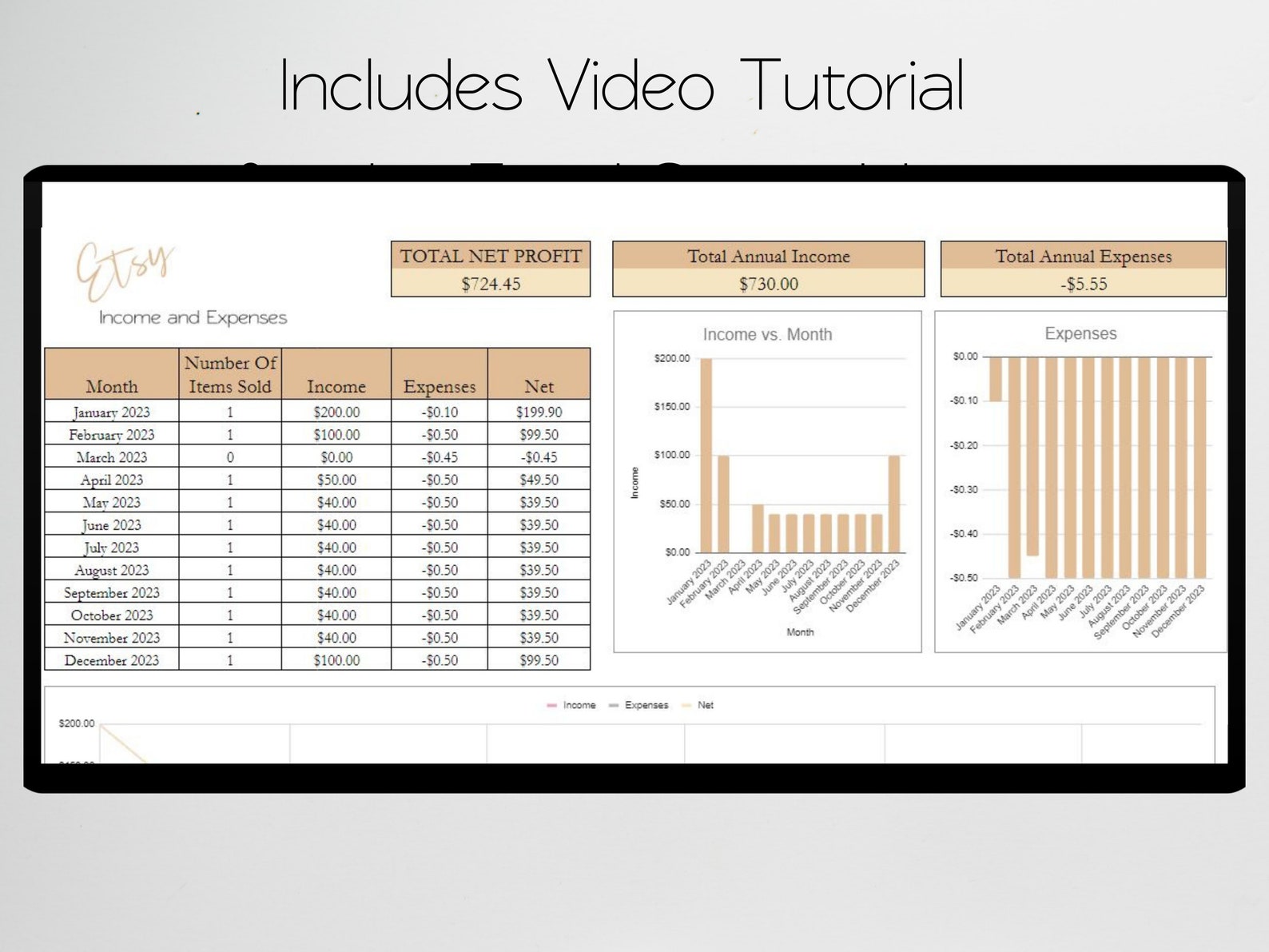 Income and Expense Tracker Small Business for Etsy Sellers, Income and ...