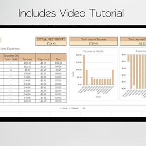 Income and Expense Tracker Small Business for Etsy Sellers, Income and ...