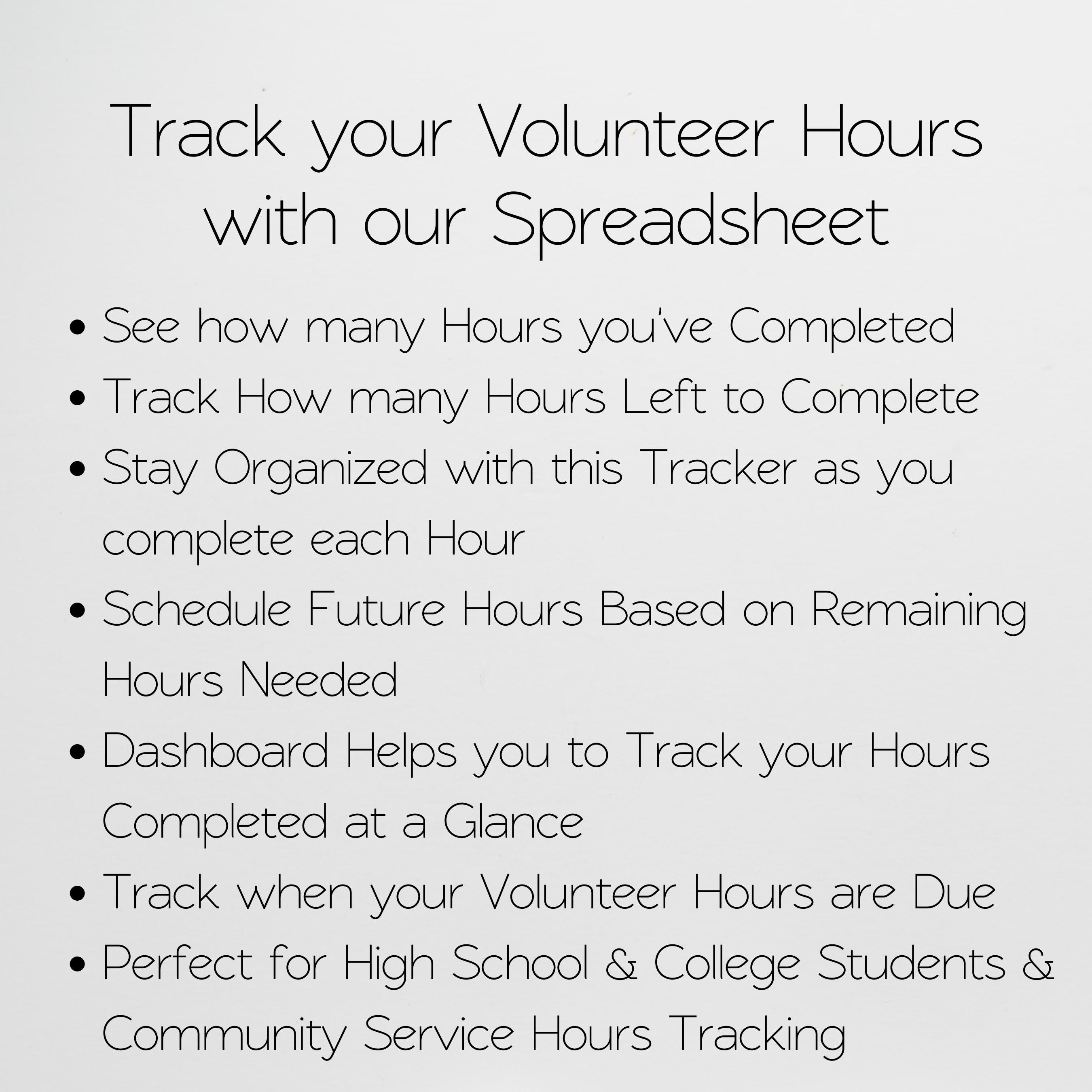 Volunteer Hours Log Sheet, Community Service Tracker Template Google ...